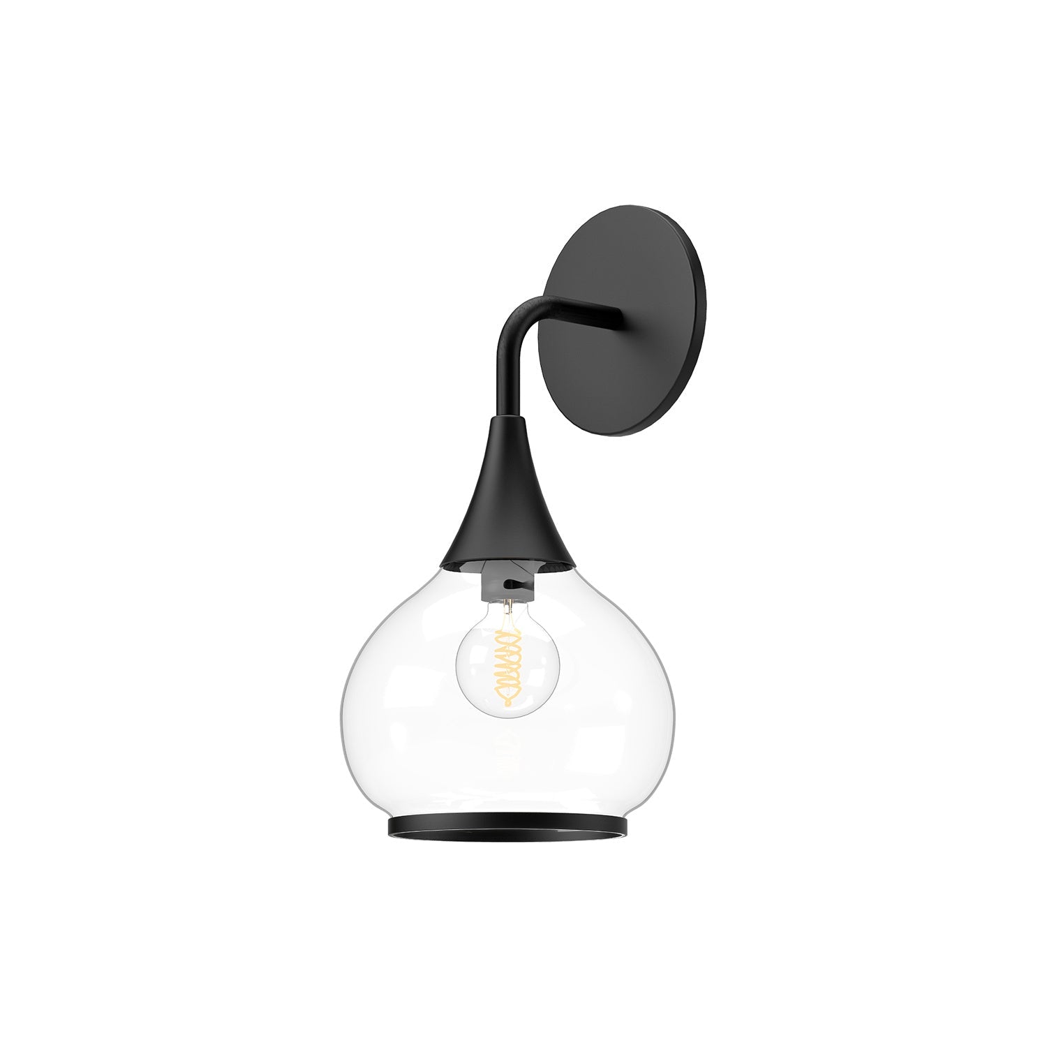Hazel One Light Vanity in Clear Glass/Matte Black by | The Lighting ...